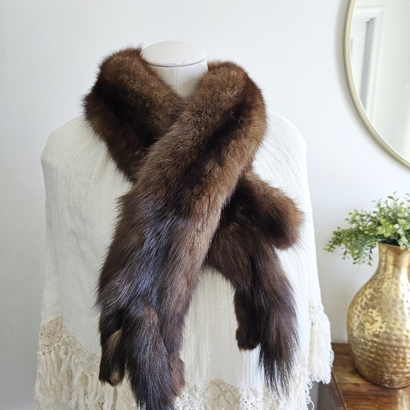 Accessories | Antique 4s American Dark Brown Authentic Real Mink Stole ...